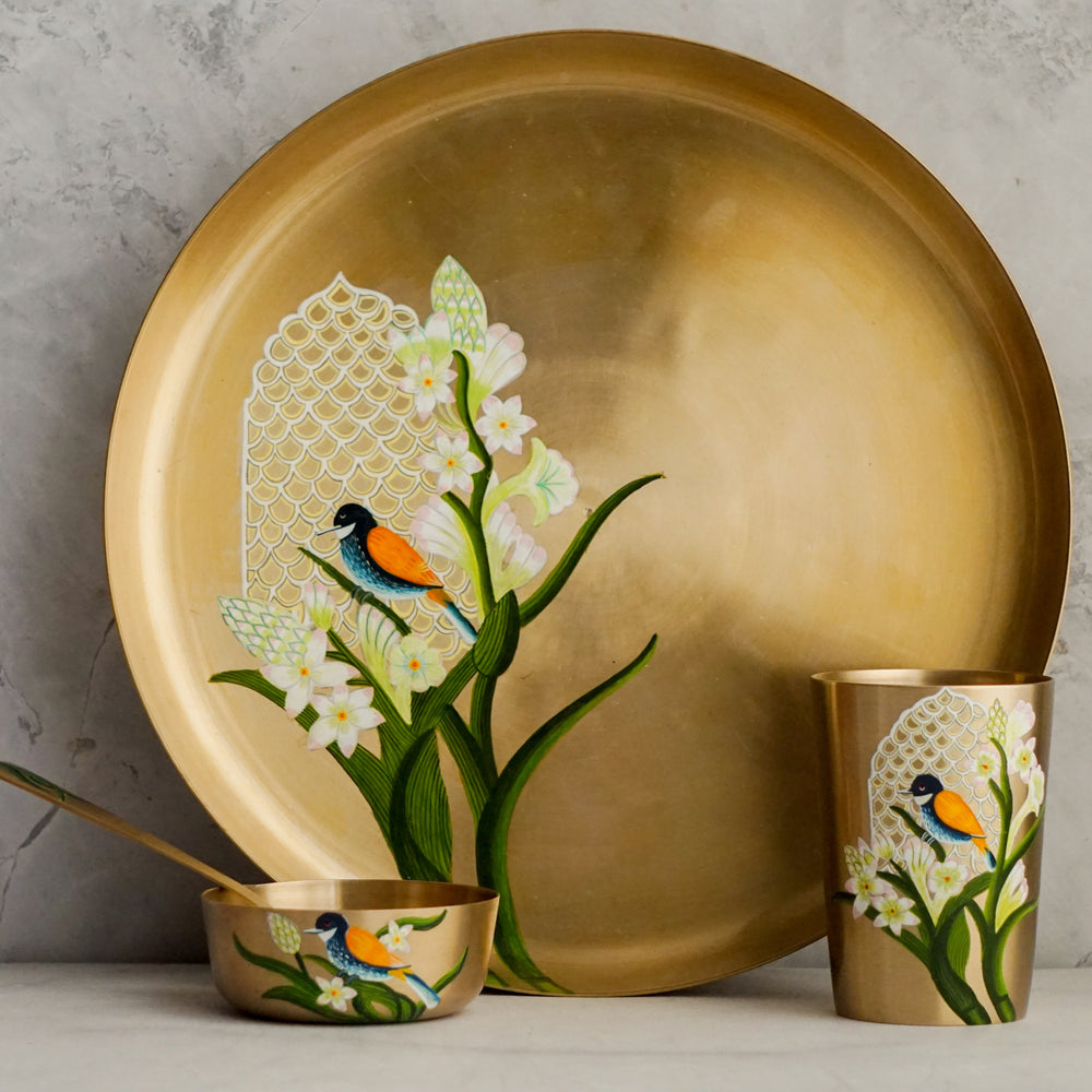 Handpainted Kansa Dinner Set | Customisation Available