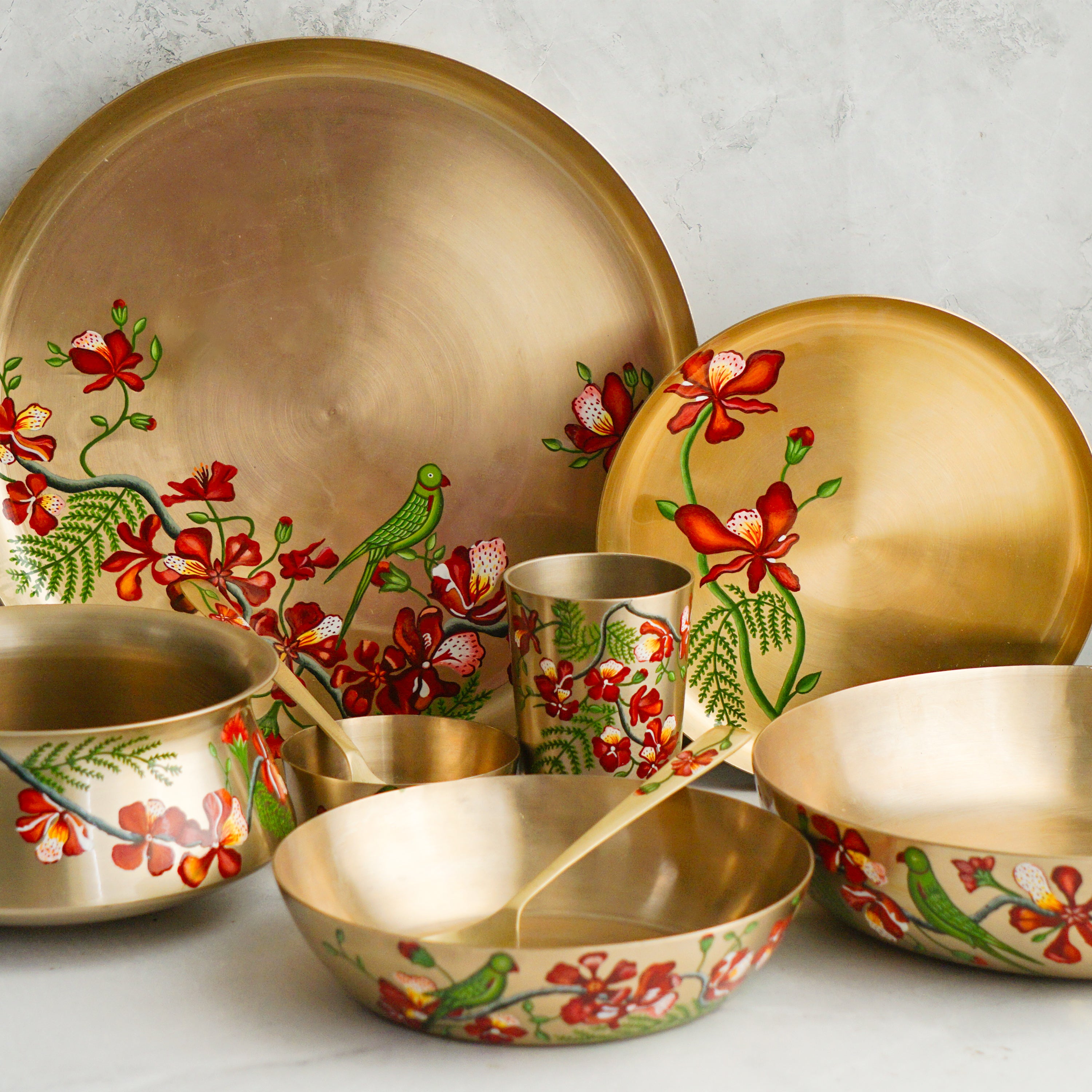 Kansa Dinner Set For 6 with Serveware – Indian Heirloom Company